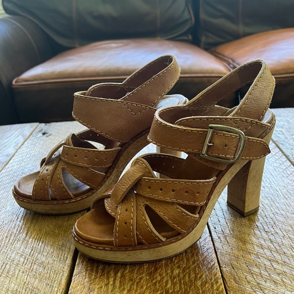 Chloe | Shoes | Chloe Wooden Platform Block Heels 37 | Poshmark